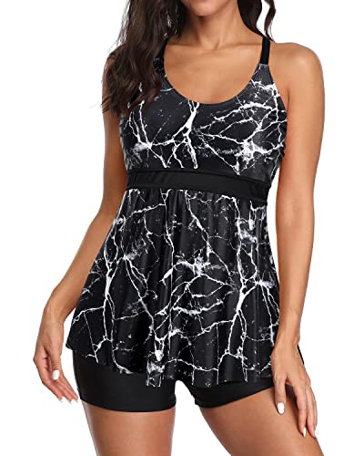 Adjustable Strap 2 Piece Tummy Control Bathing Suits For Women-Black M ...